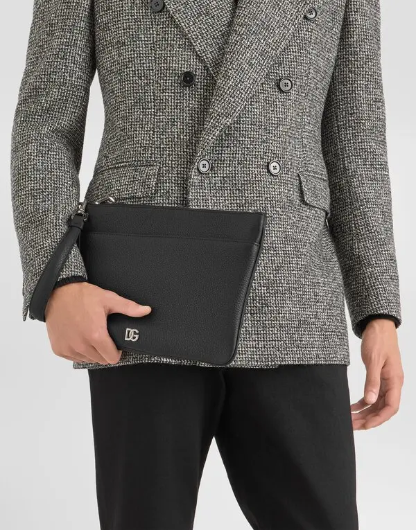 Dolce & Gabbana Calfskin Toiletry Bag With Dg Logo