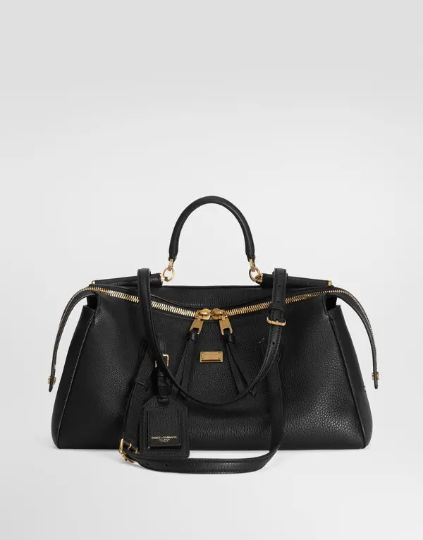 Dolce & Gabbana Medium Vittoria Handbag In Calfskin - Black
