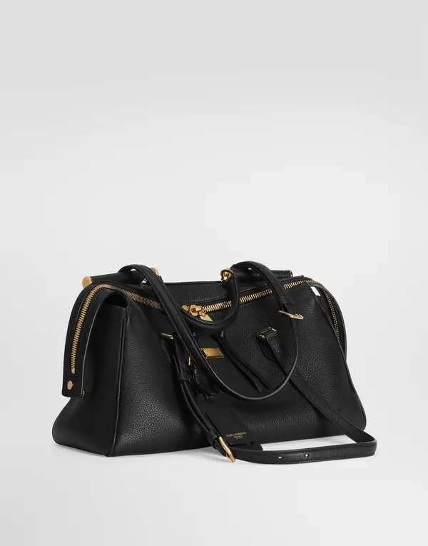 Dolce & Gabbana Medium Vittoria Handbag In Calfskin - Black