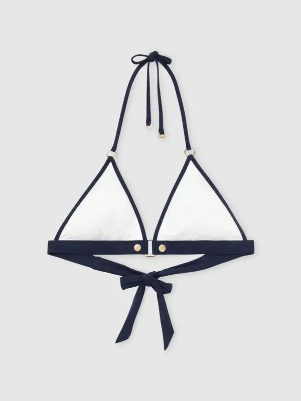 REISS Saskia Contrast Halterneck Triangle Bikini Top