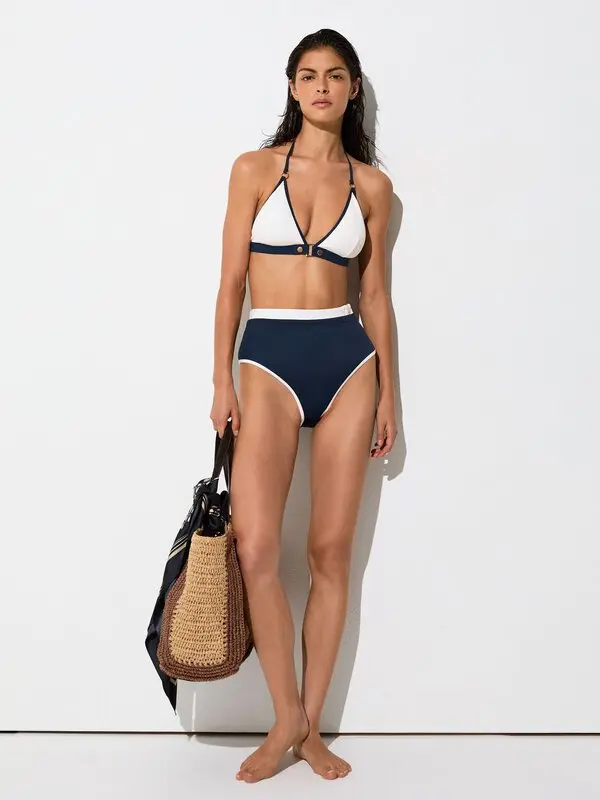 REISS Saskia Contrast Halterneck Triangle Bikini Top