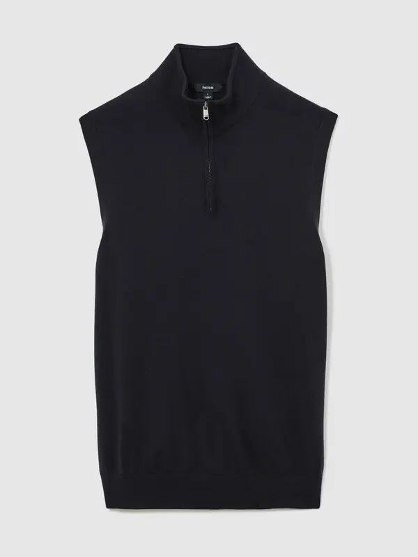 REISS Wool Half-zip Funnel Neck Vest
