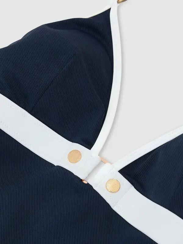 REISS Gigi Colour-block Textured Swimsuit