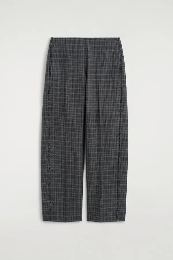 Cos Fringed Checked Linen-cotton Pants