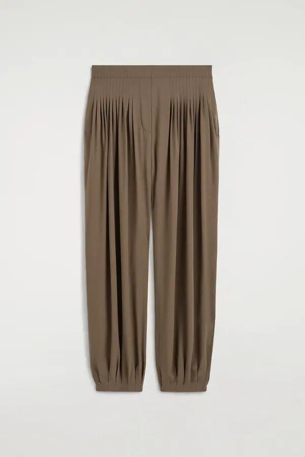 Cos Pleated Crepe Balloon Pants - Beige