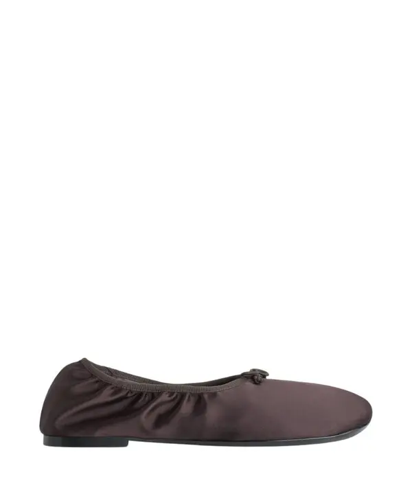 Cos Satin Ballet Flats With Bow Detailing - Brown