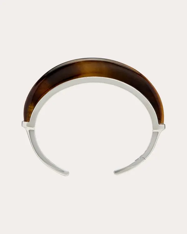 WYLD BOX Rhodium-plated Sterling Silver And Tiger's Eye Luna Cuff