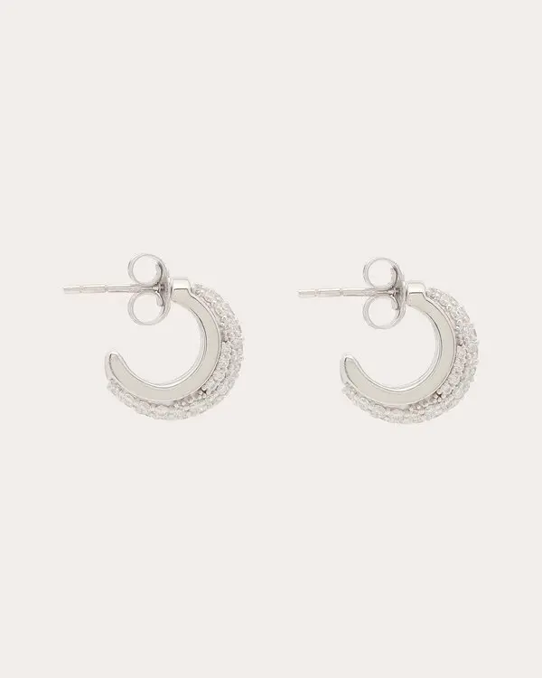 WYLD BOX Diamond Pavé Luna Huggie Earrings
