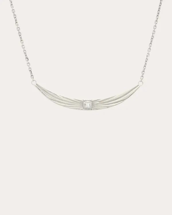 WYLD BOX Sterling White Topaz Curved Bar Necklace