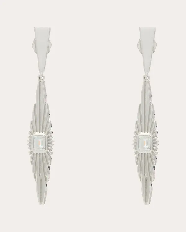 WYLD BOX Ray Of Light Medium Drop Earrings With White Topaz