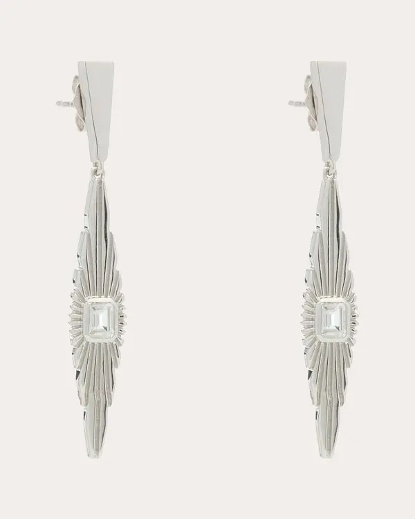 WYLD BOX Ray Of Light Medium Drop Earrings With White Topaz