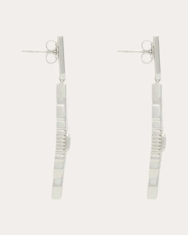 WYLD BOX Ray Of Light Medium Drop Earrings With White Topaz