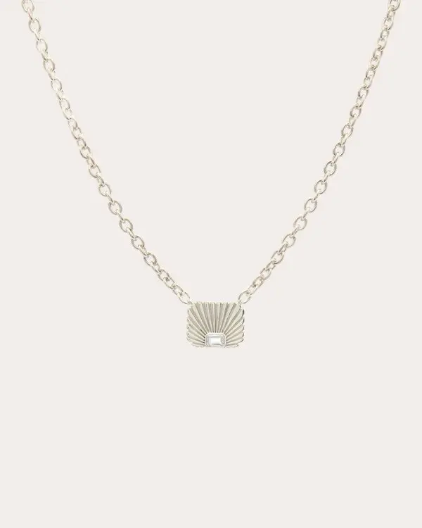 WYLD BOX Sterling White Topaz Solitaire Necklace