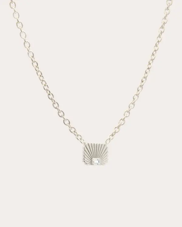 WYLD BOX Sterling White Topaz Solitaire Necklace
