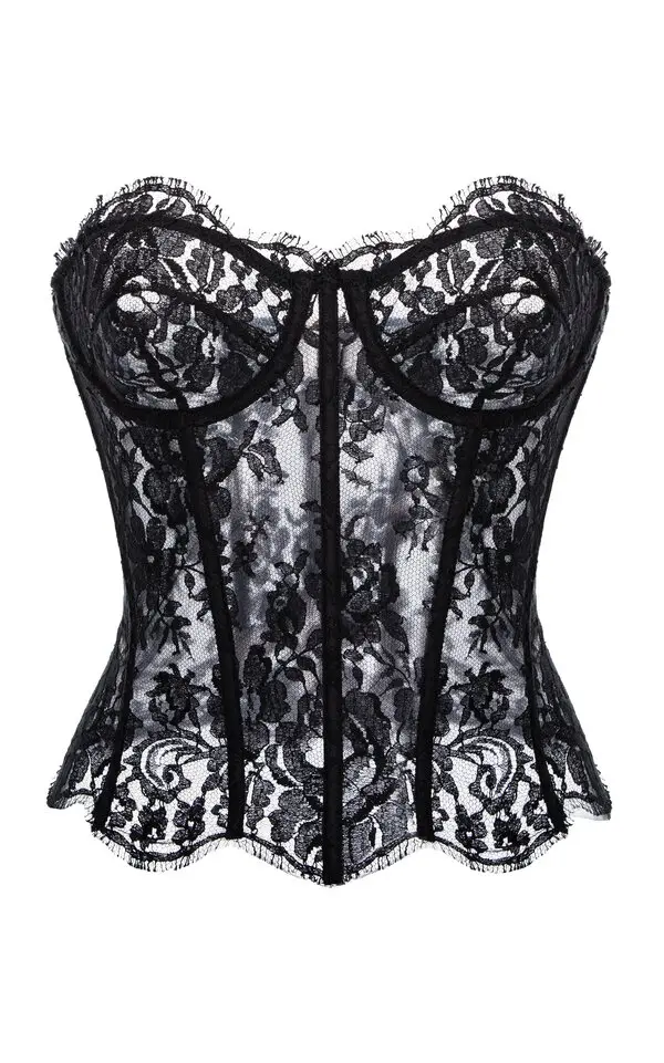 AURELIANA Cotton-blend Lace Bustier Top