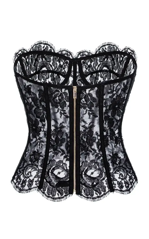 AURELIANA Cotton-blend Lace Bustier Top