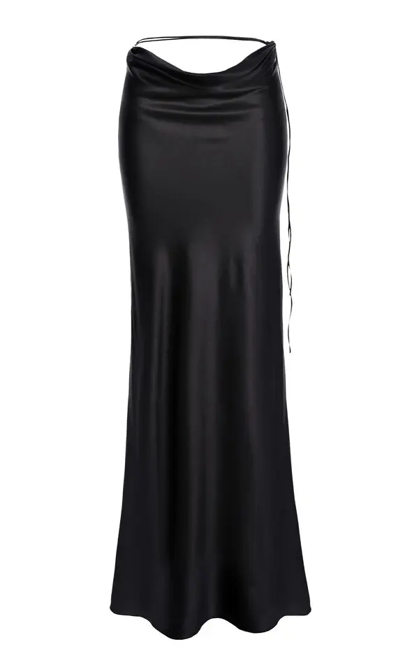 AURELIANA Draped Silk Satin Slip Skirt