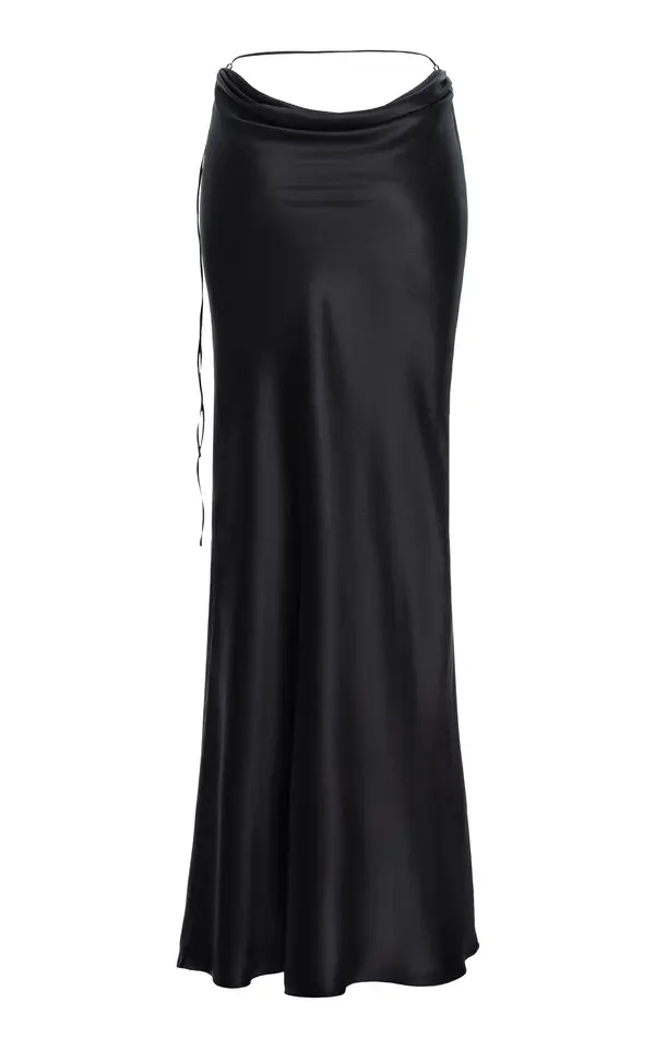 AURELIANA Draped Silk Satin Slip Skirt