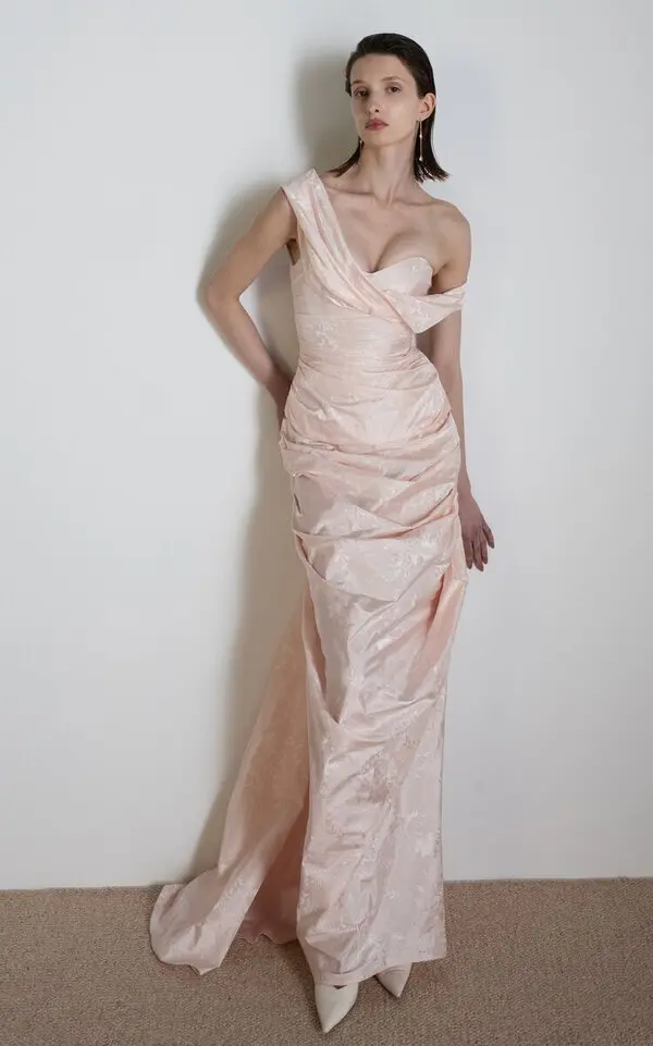 SANDRA MANSOUR Slow Burn Silk Brocade Maxi Dress