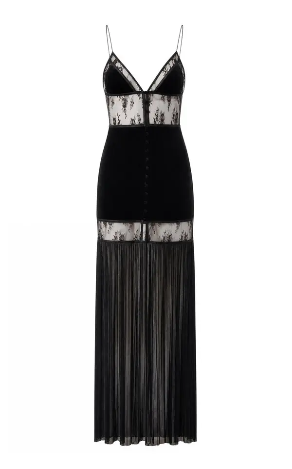 SLEEPING WITH JACQUES Kimberley Silk-blend Lace Maxi Dress - Black