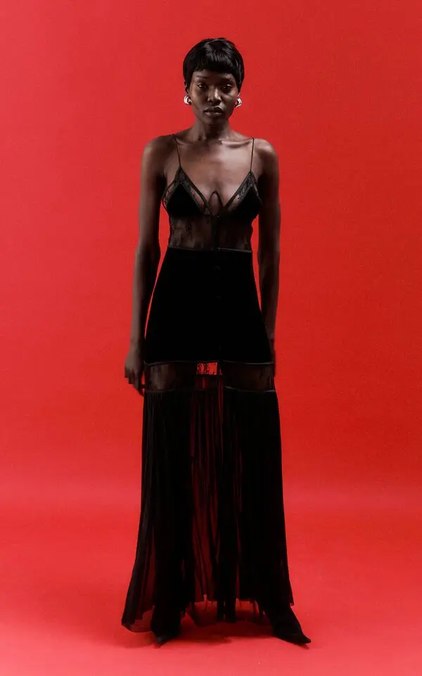 SLEEPING WITH JACQUES Kimberley Silk-blend Lace Maxi Dress