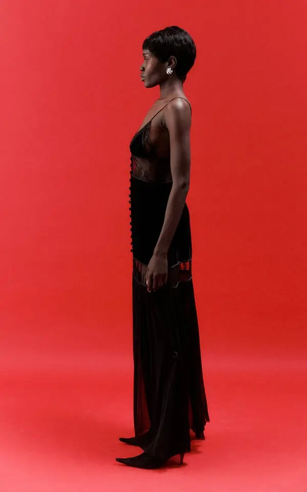 SLEEPING WITH JACQUES Kimberley Silk-blend Lace Maxi Dress