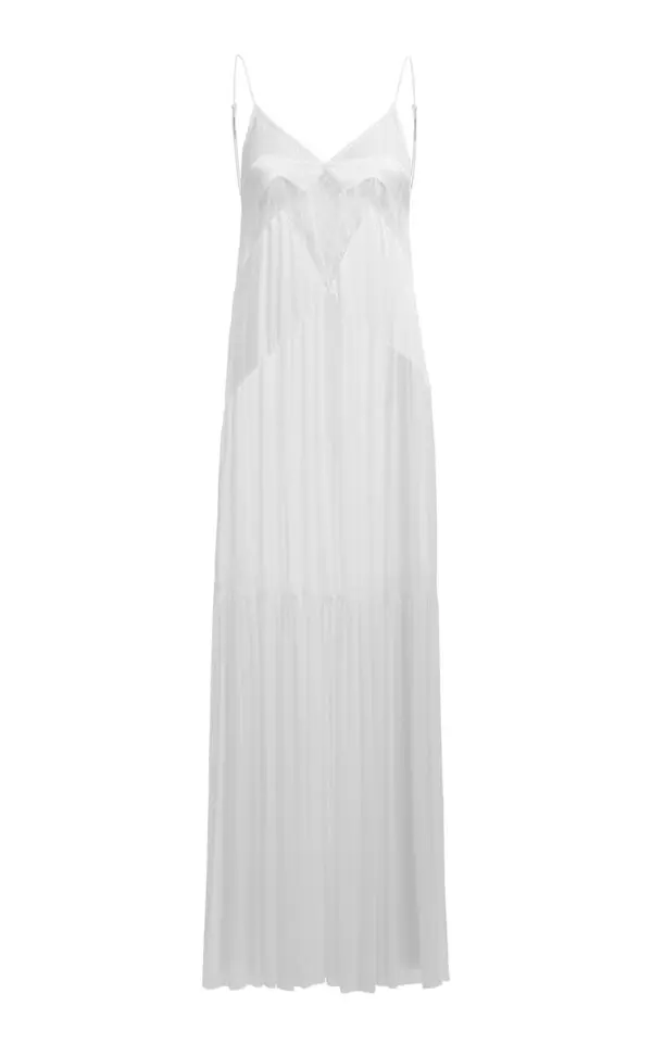 SLEEPING WITH JACQUES Francine Silk Lace Maxi Dress - White