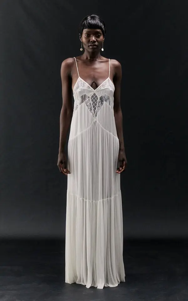 SLEEPING WITH JACQUES Francine Silk Lace Maxi Dress