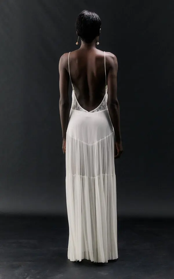 SLEEPING WITH JACQUES Francine Silk Lace Maxi Dress