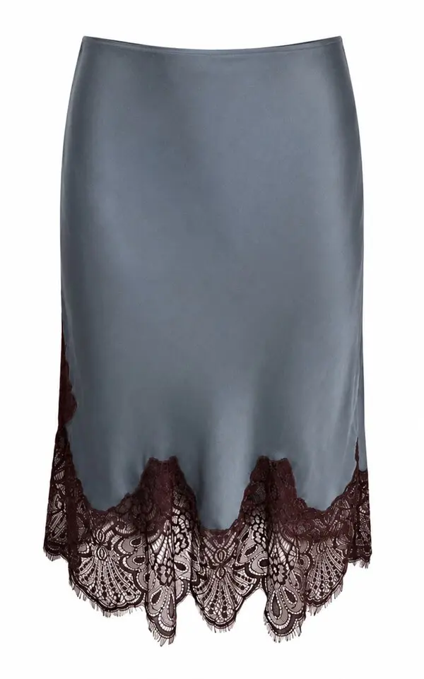 SLEEPING WITH JACQUES Nadia Silk Lace Midi Skirt