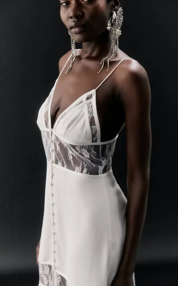 SLEEPING WITH JACQUES Kimberley Silk Georgette Lace Maxi Dress