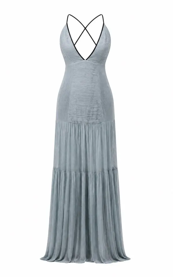 SLEEPING WITH JACQUES Gemma Pleated Silk Chiffon Maxi Dress