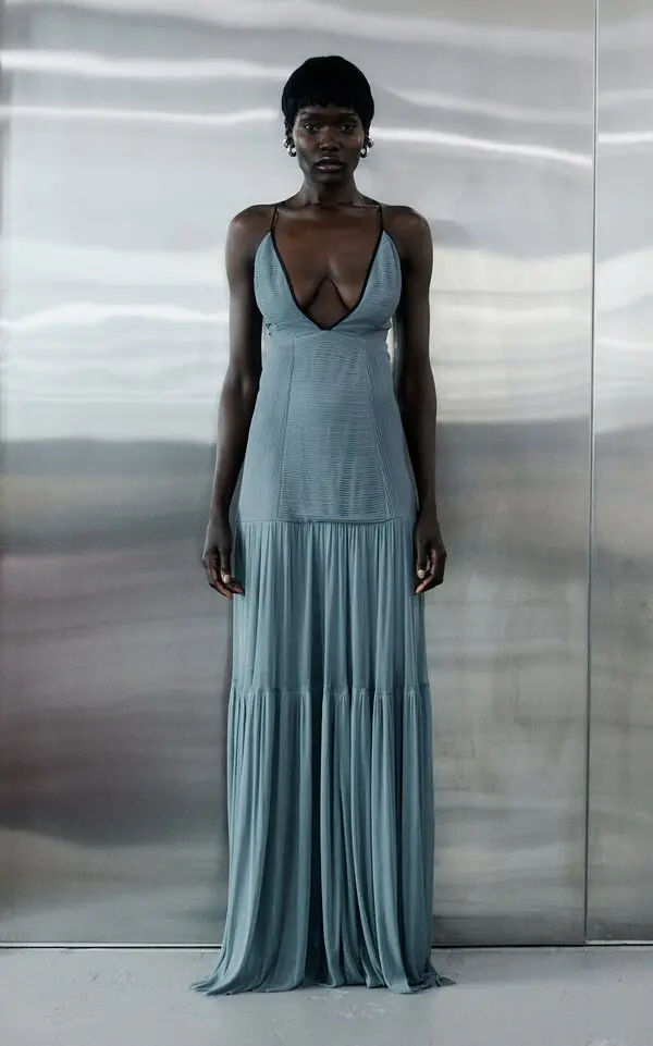 SLEEPING WITH JACQUES Gemma Pleated Silk Chiffon Maxi Dress
