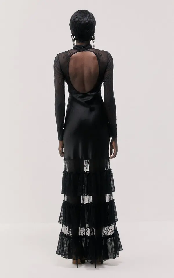 SLEEPING WITH JACQUES Emily Silk Lace Maxi Dress