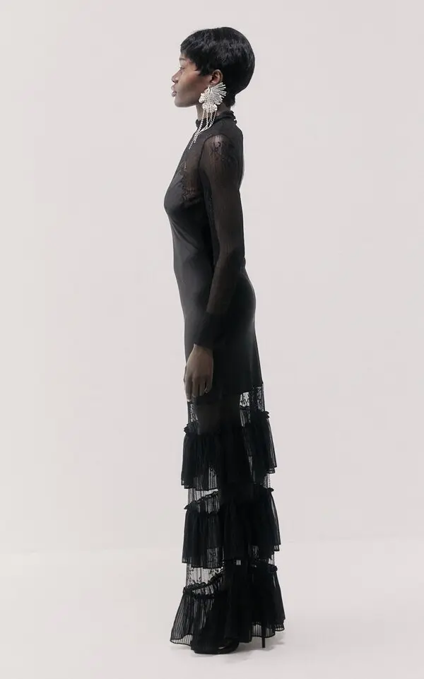 SLEEPING WITH JACQUES Emily Silk Lace Maxi Dress