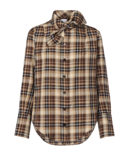 PATOU Bow-detail Checked Cotton Shirt