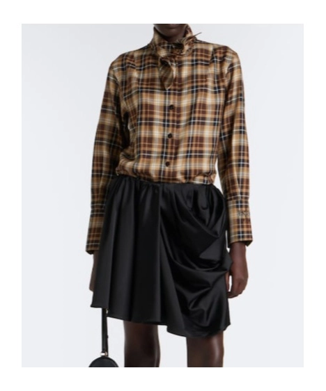 PATOU Bow-detail Checked Cotton Shirt