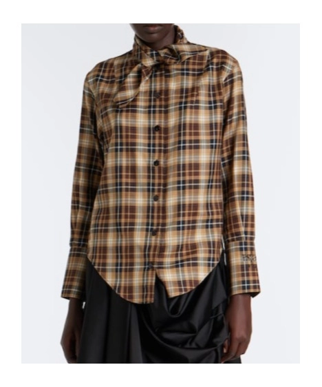 PATOU Bow-detail Checked Cotton Shirt