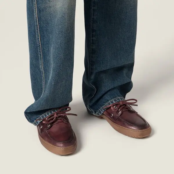 Miu Miu Leather Deck Shoes