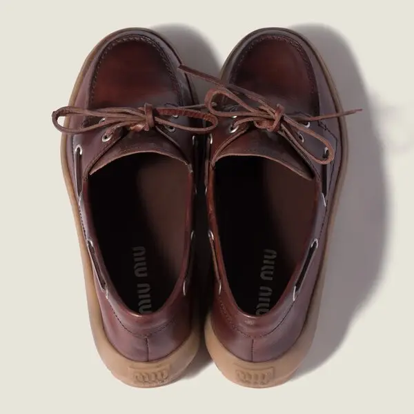 Miu Miu Leather Deck Shoes