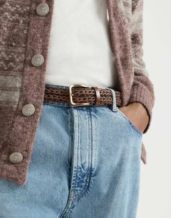 Brunello Cucinelli Braided Calfskin Belt