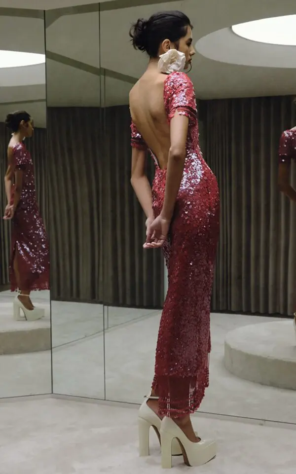 SALMA OSMAN Sequin Embellished Midi Dress