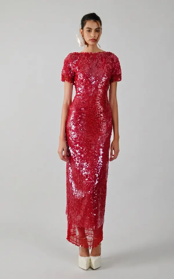 SALMA OSMAN Sequin Embellished Midi Dress