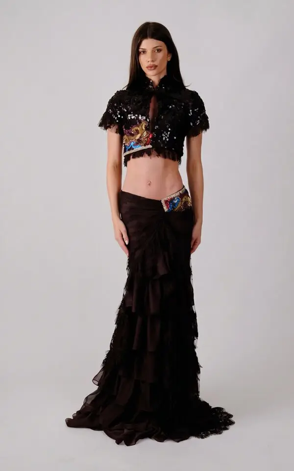 SALMA OSMAN Embellished Chiffon Maxi Set