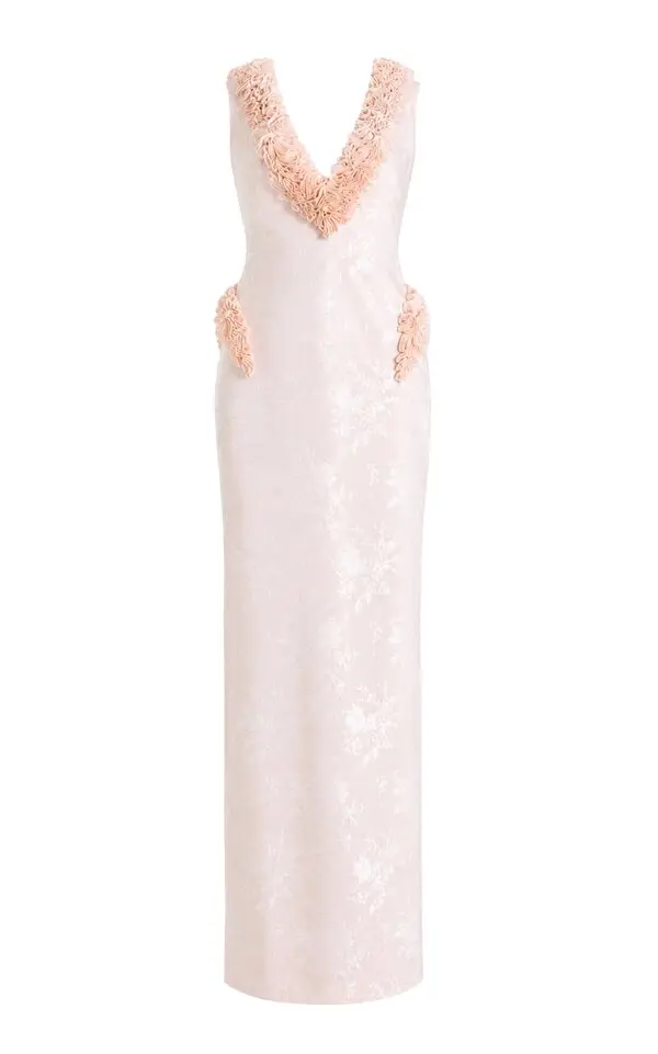 SANDRA MANSOUR Silk Brocade Maxi Dress
