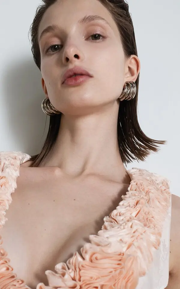 SANDRA MANSOUR Silk Brocade Maxi Dress