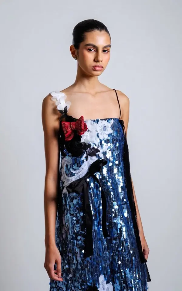 SALMA OSMAN Embellished Floral Midi Dress