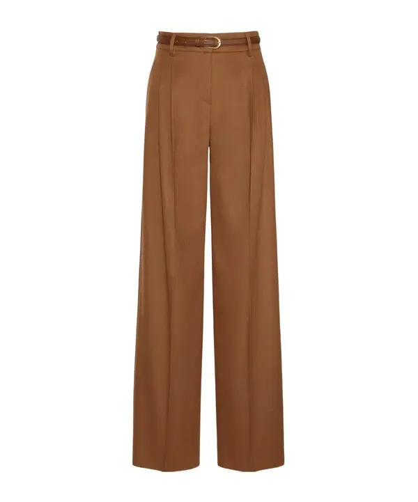 Max Mara Wool Wide-leg Trousers - Chestnut