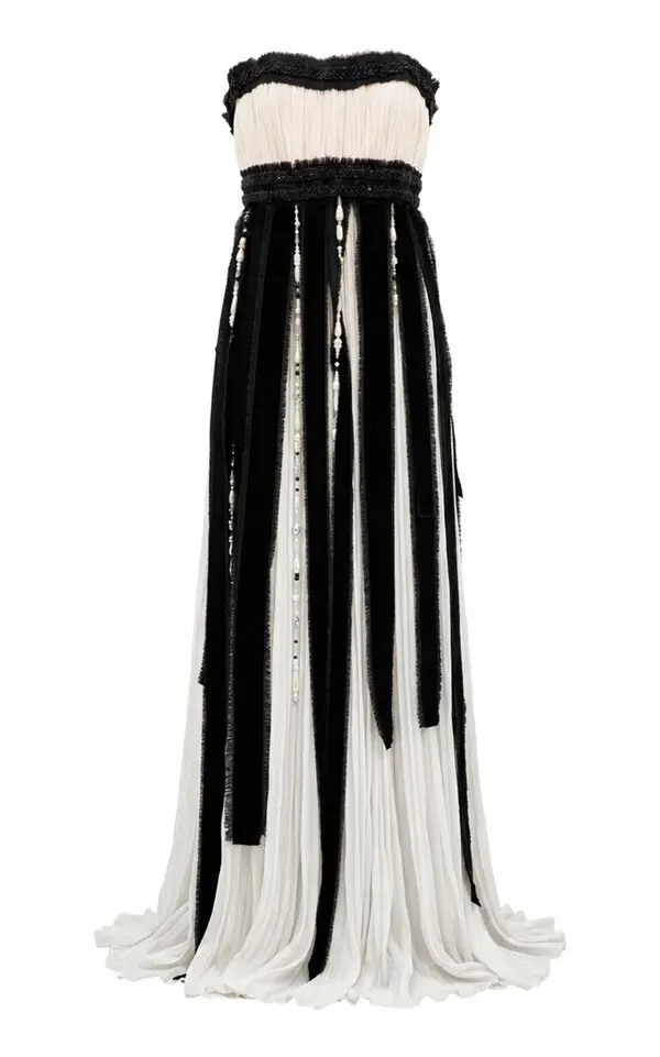 SALMA OSMAN Ribbon-trim Chiffon Maxi Dress