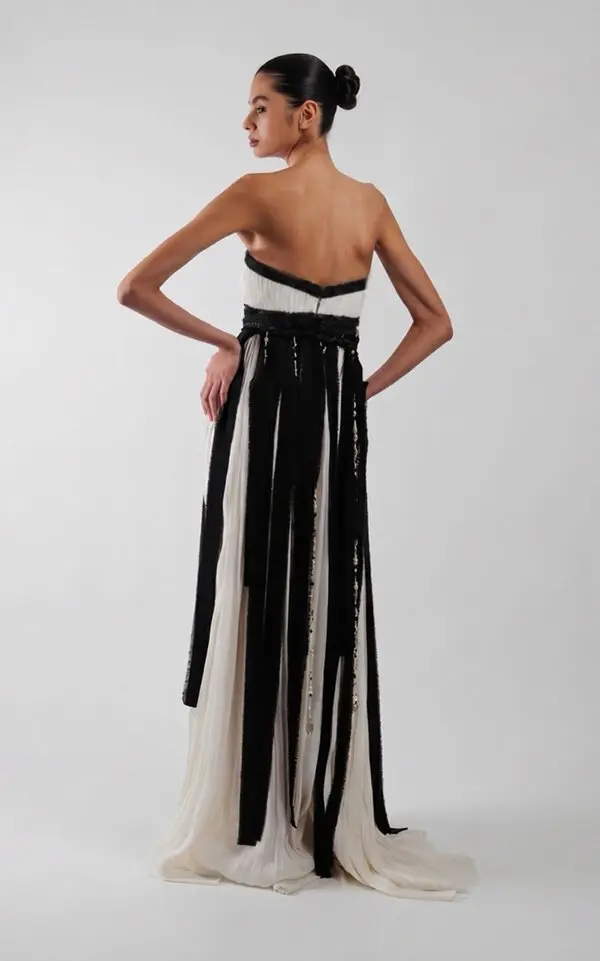 SALMA OSMAN Ribbon-trim Chiffon Maxi Dress